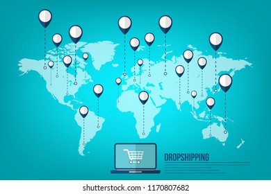Dropshipping Drop Shipping Concept World Map Stock Vector (Royalty Free ...