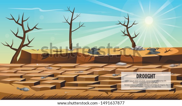 Drought Natural Disaster Flat Cartoon Banner Stock Vector (Royalty Free ...