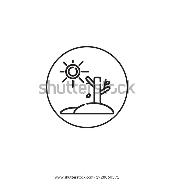 Drought Outline Style Icon Circle Stock Vector (Royalty Free ...