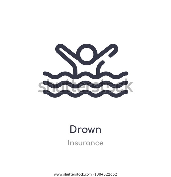 Drown Outline Icon Isolated Line Vector Stock Vector (Royalty Free ...