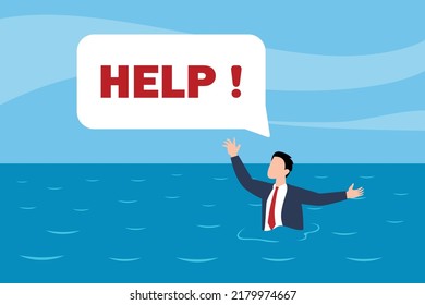 Drowning Businessman Asks Help Stock Vector (Royalty Free) 2179974667 ...