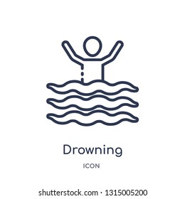 Drowning Icon Security Outline Collection Thin Stock Vector (Royalty ...