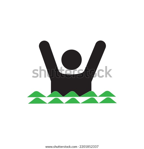 Drowning Person Icon Vector Illustration Symbol Stock Vector (Royalty ...