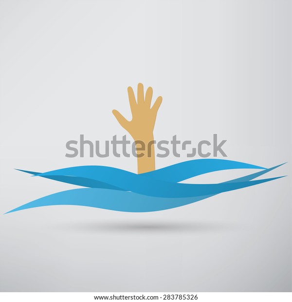 Drowning Reaching Out Hand Help Stock Vector (Royalty Free) 283785326 ...