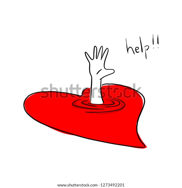 Drowning Victim Red Heart Vector Illustration Stock Vector (Royalty ...