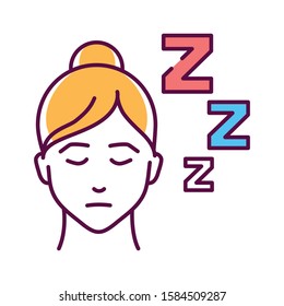 Drowsiness Color Line Icon Flu Symptom Stock Vector (Royalty Free ...