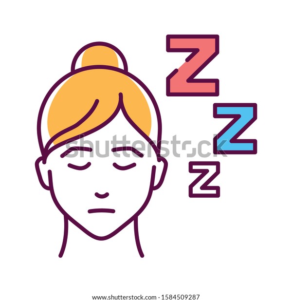 Drowsiness Color Line Icon Flu Symptom Stock Vector (Royalty Free ...