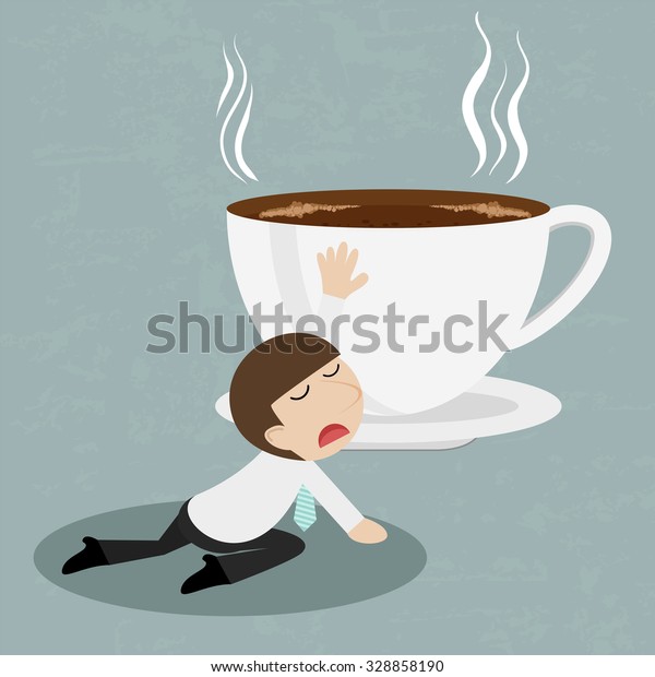 Drowsy Businessman Addicted Coffee Cartoon Vector Stock Vector (Royalty ...