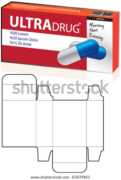 Drug Box Cardboard Box Stock Vector (Royalty Free) 65839861