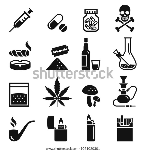 Iconos de drogas. Ilustraciones vectoriales.: vector de stock (libre de regalías) 1091020301 ...