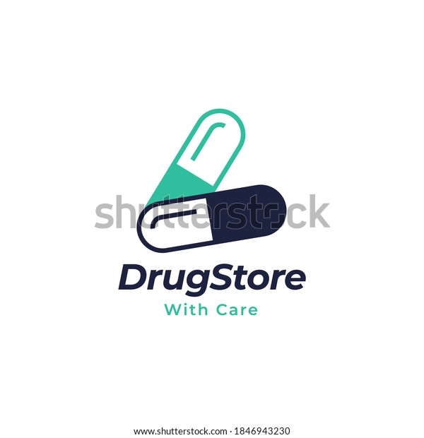 Drug Store Logo Vector 2 Pills Stock Vector (Royalty Free) 1846943230