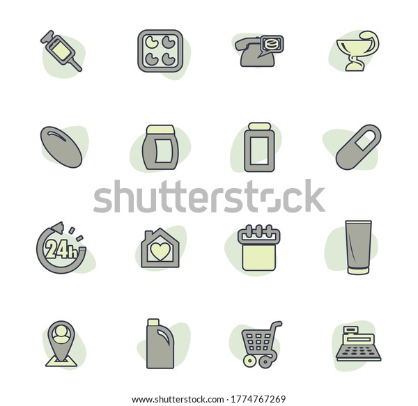 Drug Store Vector Icons User Interface Stock Vector (Royalty Free ...