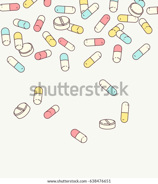 Drugs Template Different Pills Falling Down Stock Vector (Royalty Free ...