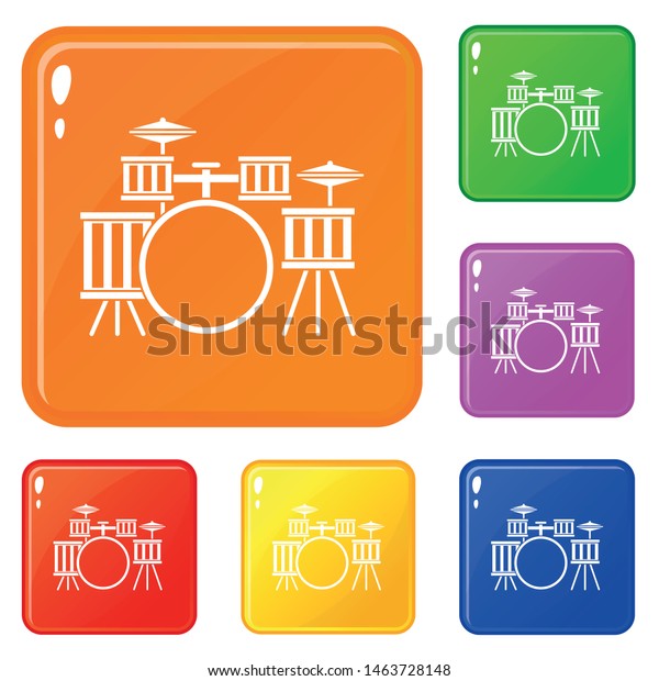 Drum Kit Icons Set Collection Vector Stock Vector (Royalty Free ...