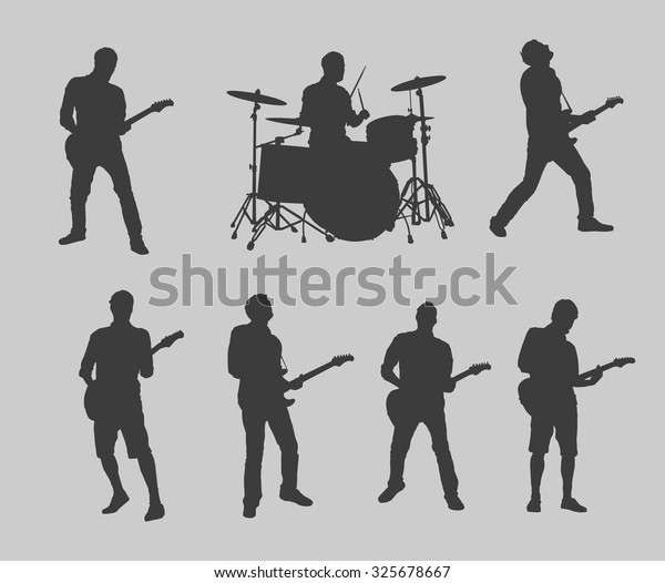 Drummer Guitarman Outlines Stock Vector (Royalty Free) 325678667