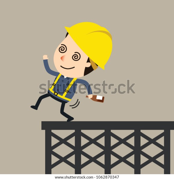 drunk and faltering worker, Safety and accident, Industrial safety ...