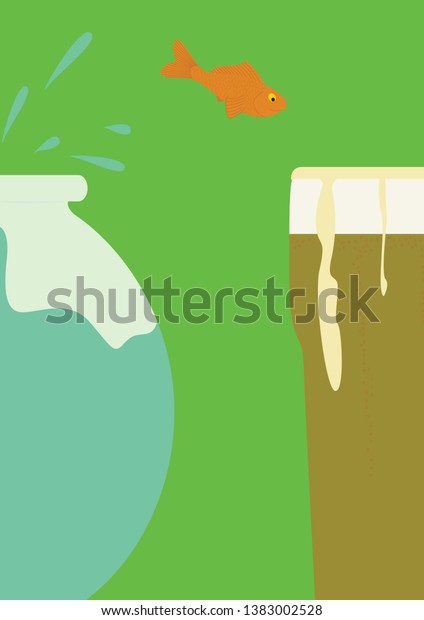 Drunk Fish Jumping Into Beer Glass Stock Vector (Royalty Free ...