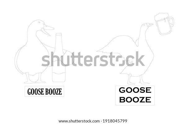 Drunk Goose Made Line Style Two Stock Vector (Royalty Free) 1918045799 ...