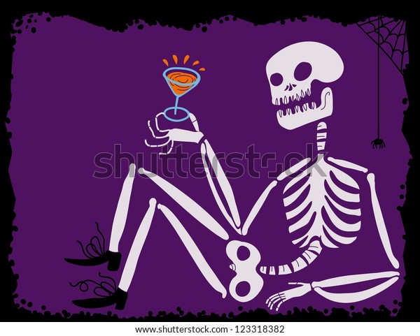 Drunk Skeleton Cocktail Cup Hand Stock Vector (Royalty Free) 123318382