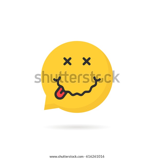 Drunk Yellow Emoji Speech Bubble Logo: стоковая векторная графика (без ...