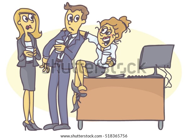 Drunken Woman Office Party Harassing Her Stock Vector Royalty Free 518365756