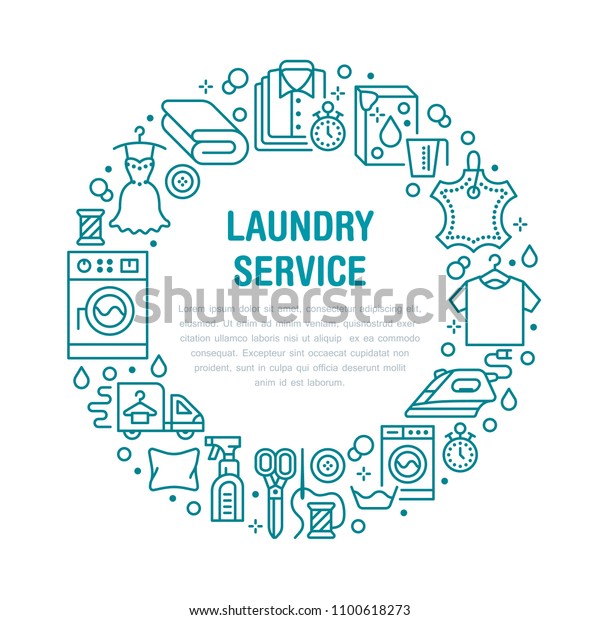 Dry Cleaning Banner Illustration Flat Line Stock Vector (Royalty Free ...