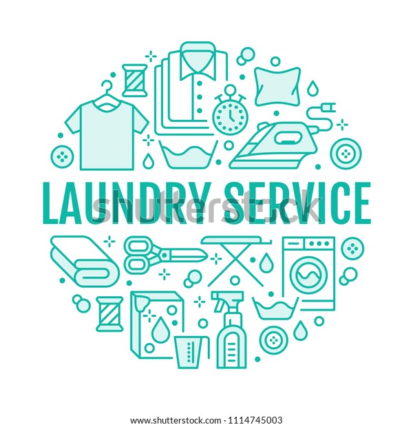 Dry Cleaning Banner Illustration Flat Line Stock Vector (Royalty Free ...