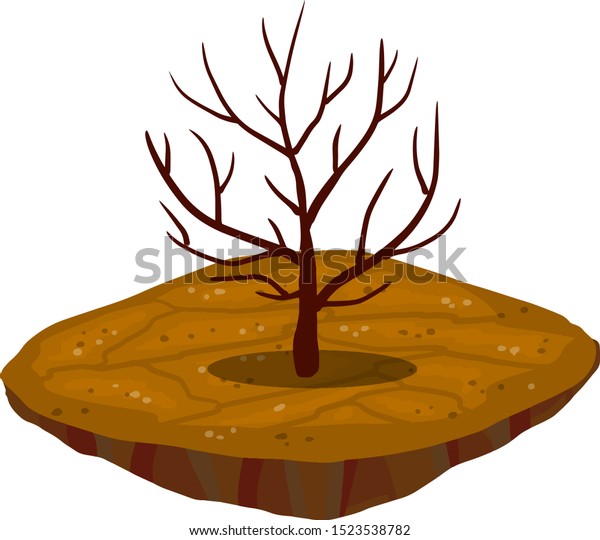 Dry Tree Desert Brown Platform Ground Stock Vector (Royalty Free ...
