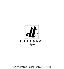 Dt Initial Handwriting Logo Design Template Stock Vector (Royalty Free ...