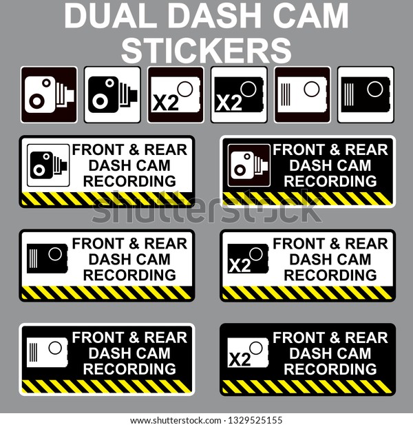 Dual Front Rear Dash Cam Stickers Stock Vector (Royalty Free ...
