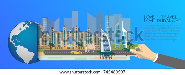 Dubai Infographic Global Landmarks Dubai Flat: vector de stock (libre ...