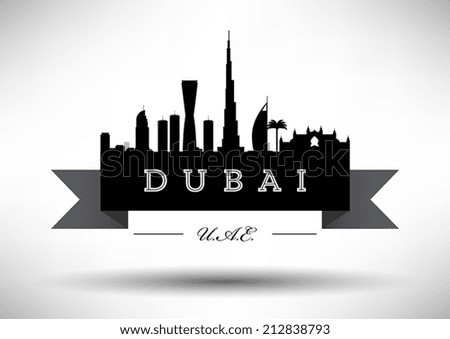 Dubai Skyline Typography Design Stock Vector (Royalty Free) 212838793 ...