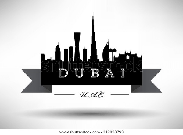 Dubai Skyline Typography Design Stock Vector (Royalty Free) 212838793 ...