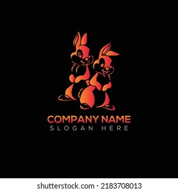 Dubble Rabbits Logo Vector Illustration Design Stock Vector (Royalty ...