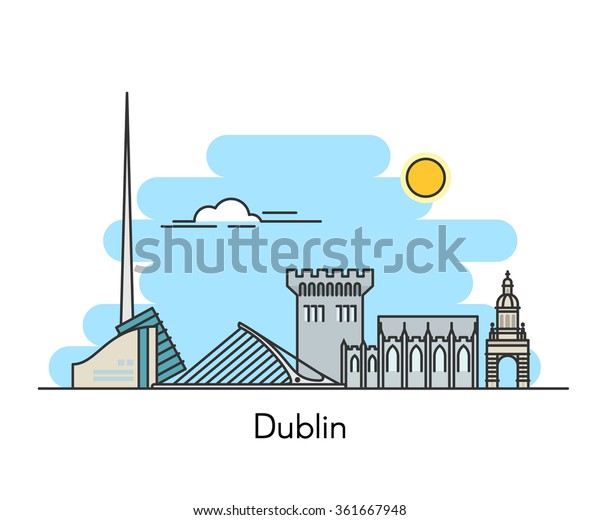 Dublin City Skyline Background Capital Ireland Stock Vector (Royalty ...