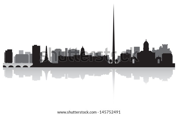Dublin City Skyline Silhouette Vector Illustration: vetor stock (livre ...