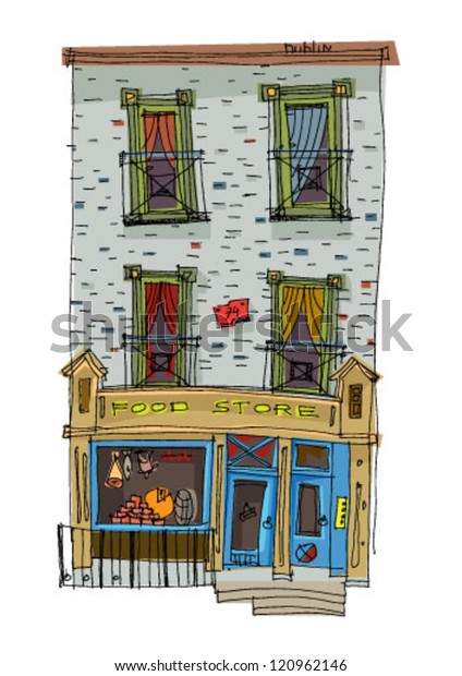 Dublin Facade Cartoon Stock Vector (Royalty Free) 120962146 | Shutterstock
