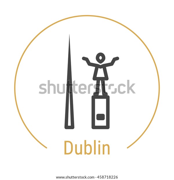 Dublin Ireland Outline Icon Caption Dublin Stock Vector (Royalty Free ...