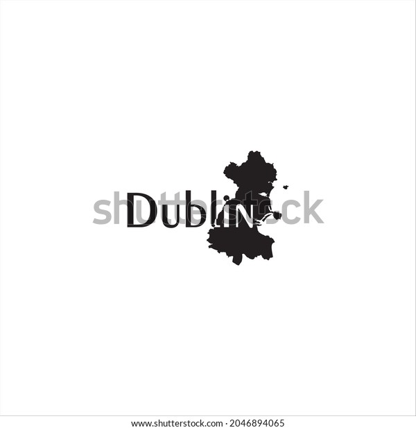 Dublin Map Black Lettering Design On Stock Vector (Royalty Free ...