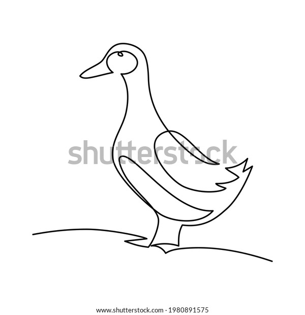Duck Continuous Line Art Drawing Style Stock Vector (Royalty Free ...