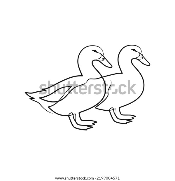 Duck Continuous Line Art Drawing One Stock Vector (Royalty Free ...