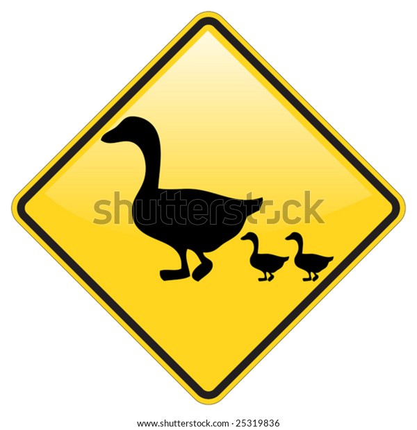 Duck Crossing Warning Sign Glossy Effect Stock Vector (Royalty Free ...