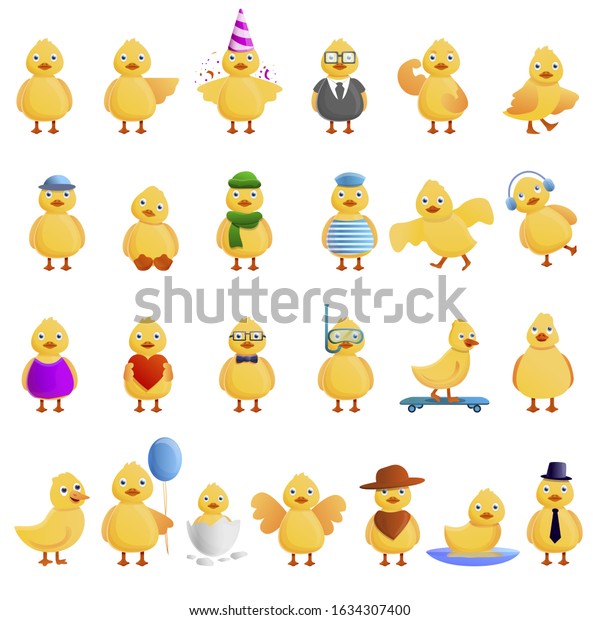 Duck Icons Set Cartoon Set Duck Stock Vector (Royalty Free) 1634307400 ...