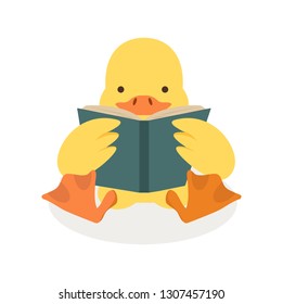 Duck Reading Book Vector Stock Vector (Royalty Free) 1307457190 ...