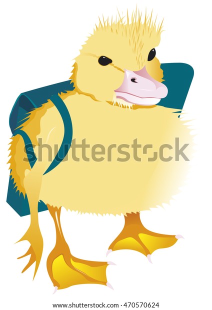 Duckling Goes School His Backpack Stock Vector (Royalty Free) 470570624 ...