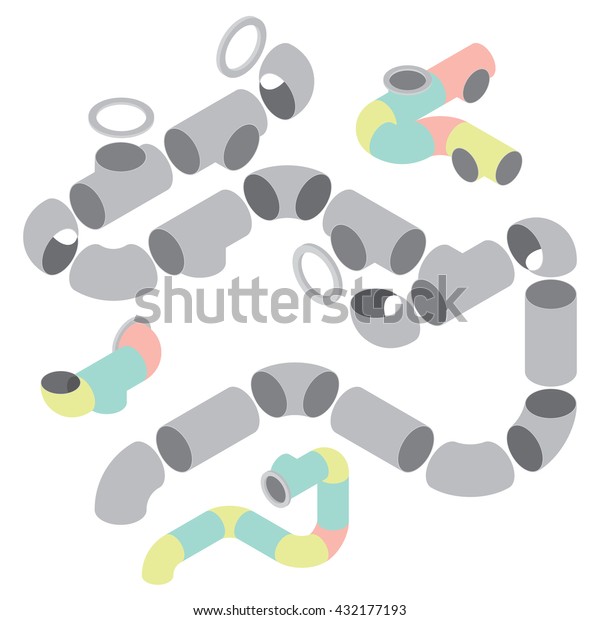 Duct Pipe Set Element Construction Air Stock Vector (Royalty Free ...