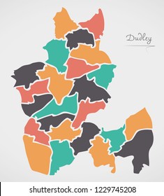 Dudley Map Wards Modern Round Shapes Stock Vector (Royalty Free ...