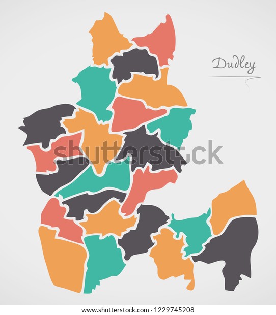 Dudley Map Wards Modern Round Shapes Stock Vector (Royalty Free ...
