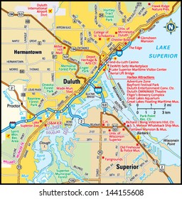 Duluth Minnesota Area Map 스톡 벡터(로열티 프리) 144155608 | Shutterstock