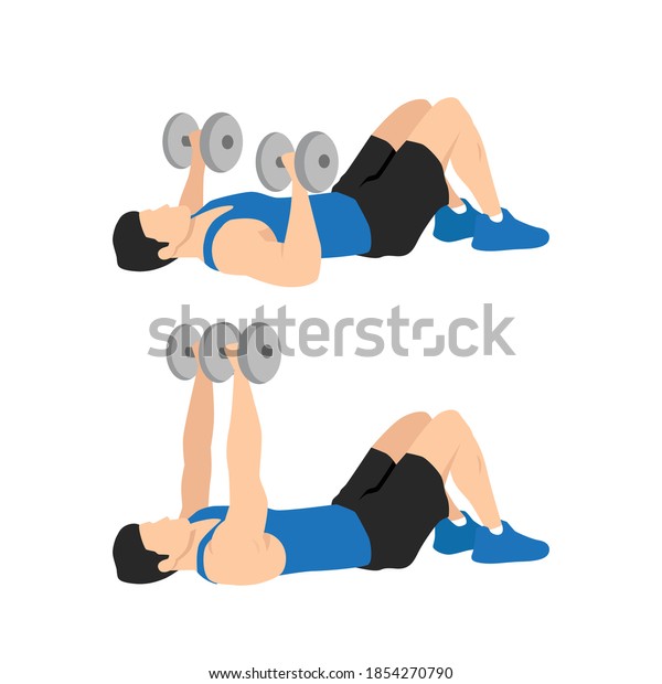 Dumbbell Floor Chest Press Exercise Flat Stock Vector (Royalty Free ...